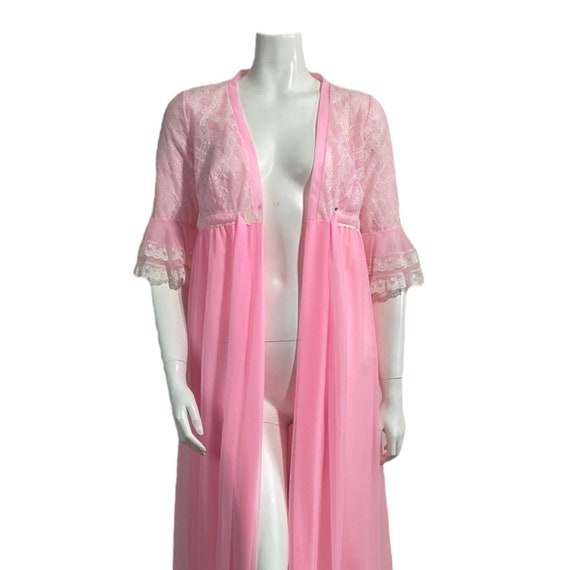 Vintage Pink Chiffon Robe / Negligee / 1960s / Linda … - Gem