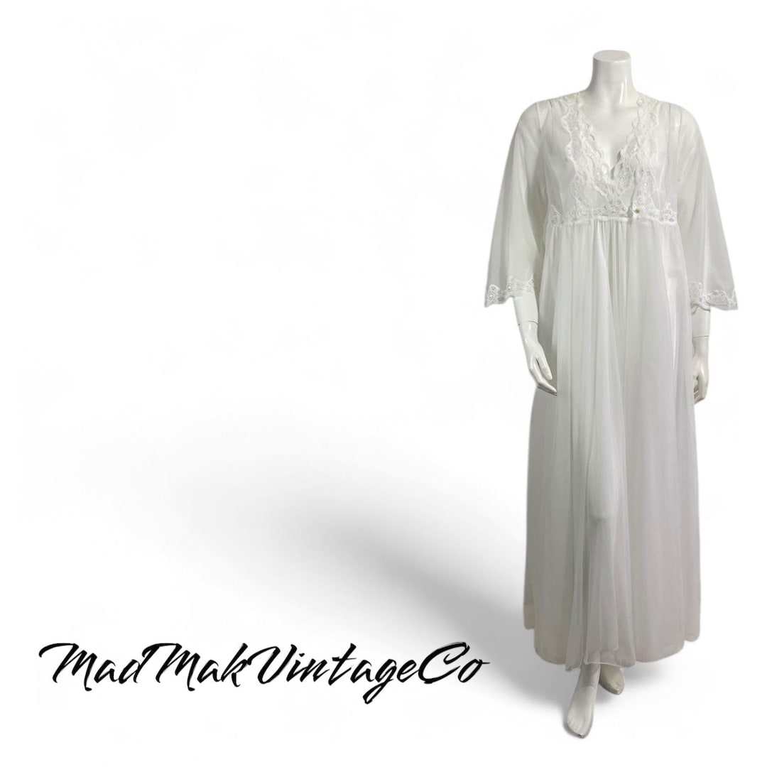 Vintage White Chiffon Peignoir Set 1970s Slumber Suzy Bridal Wedding ...