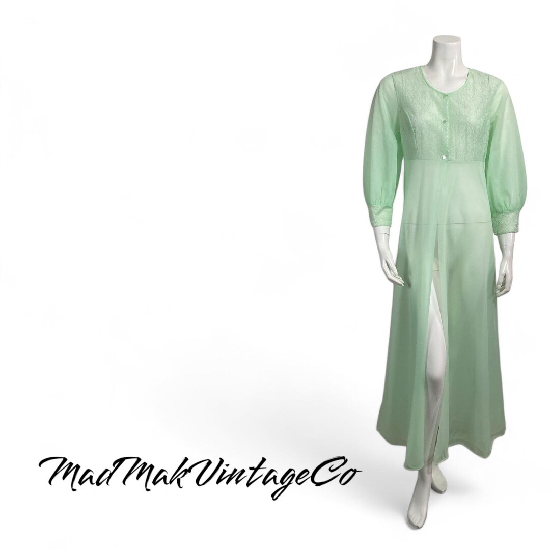 Vintage Mint Green Double Chiffon Robe 1970s Lov Lee - Etsy