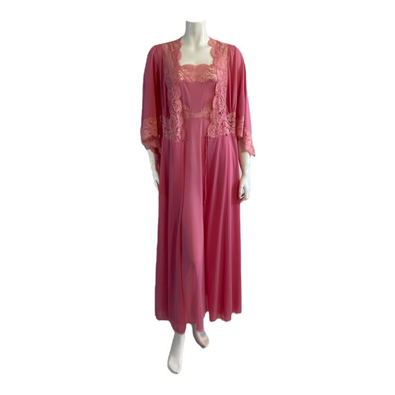Vintage Rose Pink Peignoir Set / 1970s / Lady Jenny /… - Gem