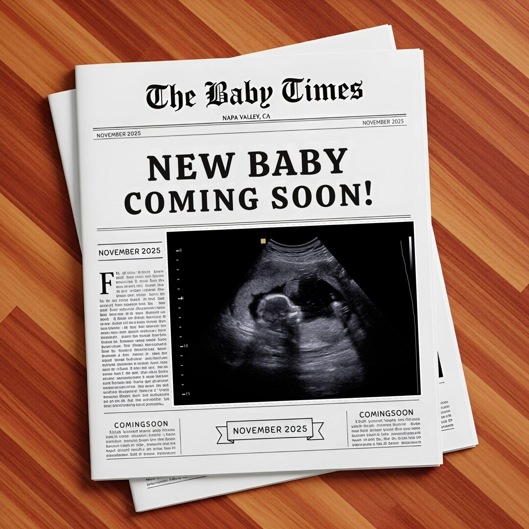 Editable Pregnancy Announcement Newspaper Template: Baby Reveal ...