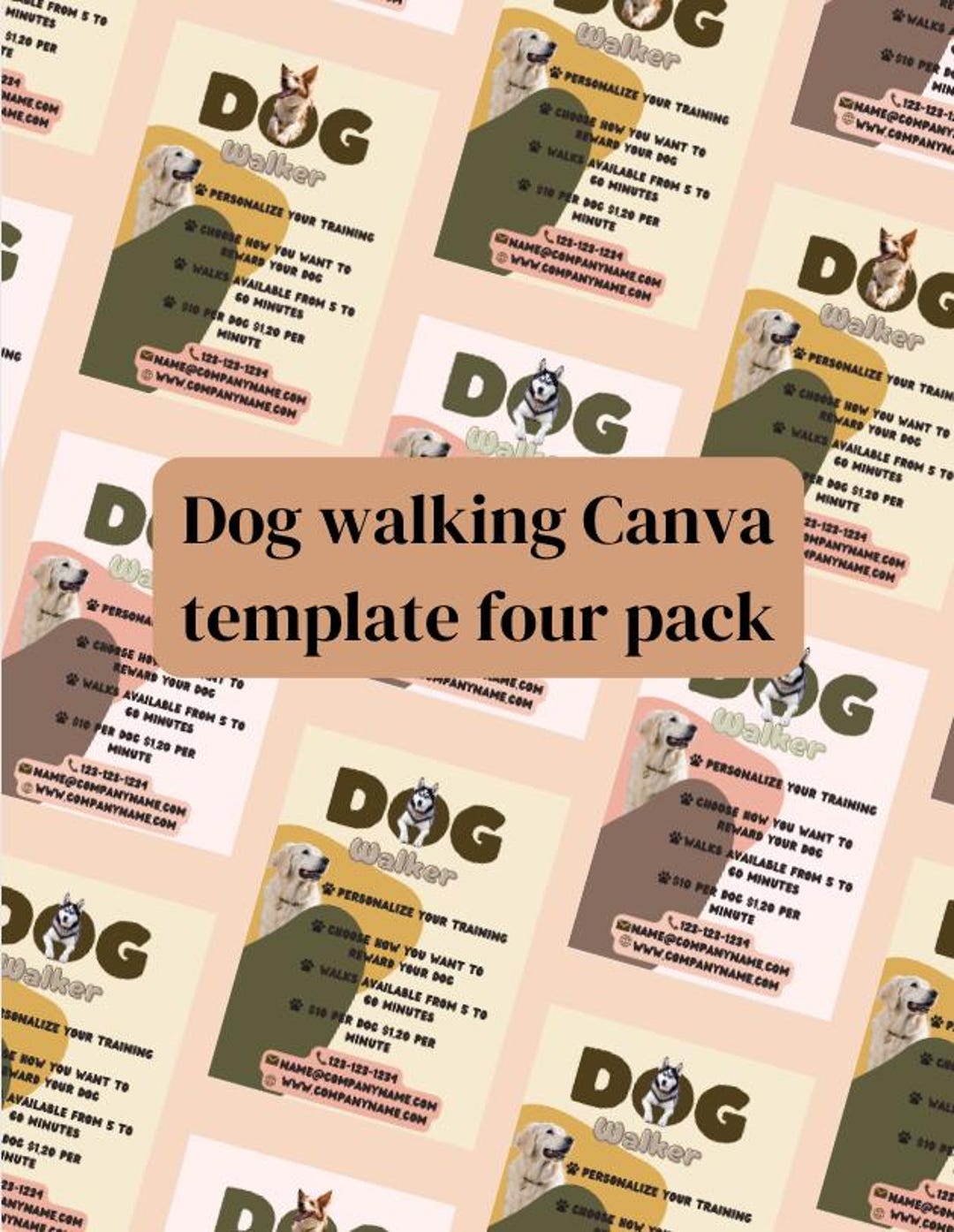 Dog Walking Poster Canva Template Four Pack - Etsy