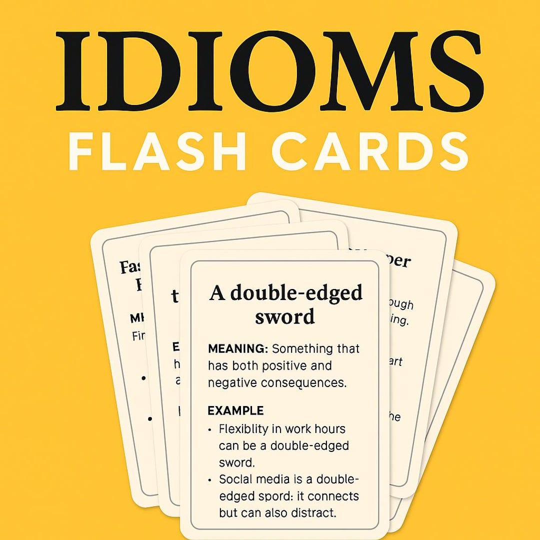 32 Ultimate English Idioms Flash Cards: Speak Like a Native - Etsy