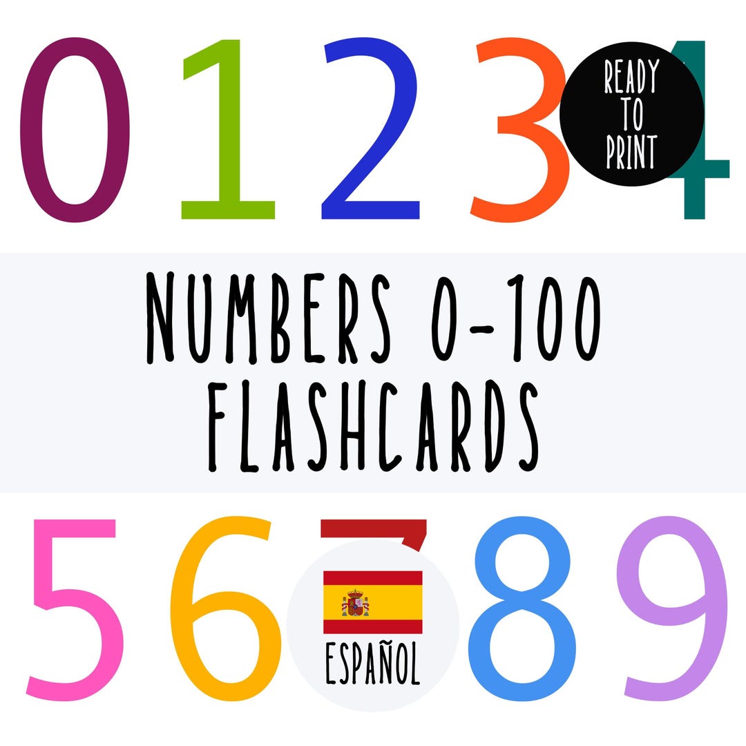 0-100 NUMBERS FLASHCARDS | Spanish Learning Resources | Montessori ...