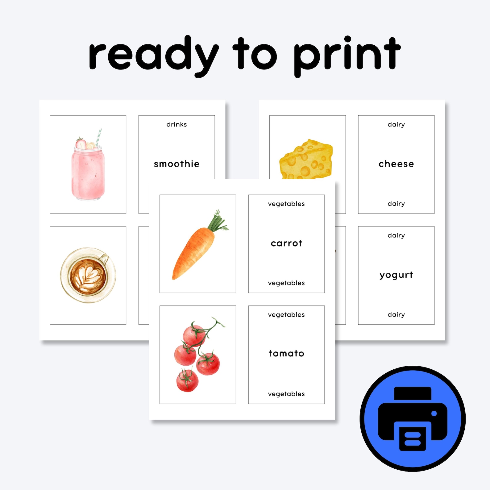 FOOD GROUPS FLASHCARDS | Educational Printable Cards | Montessori Pre ...