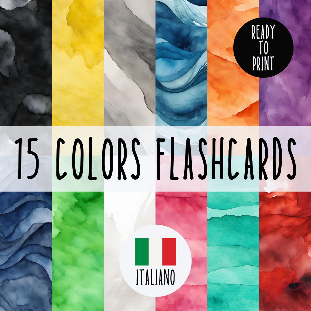 15 COLORS FLASHCARDS | ITALIAN Learning Resources | Montessori ...