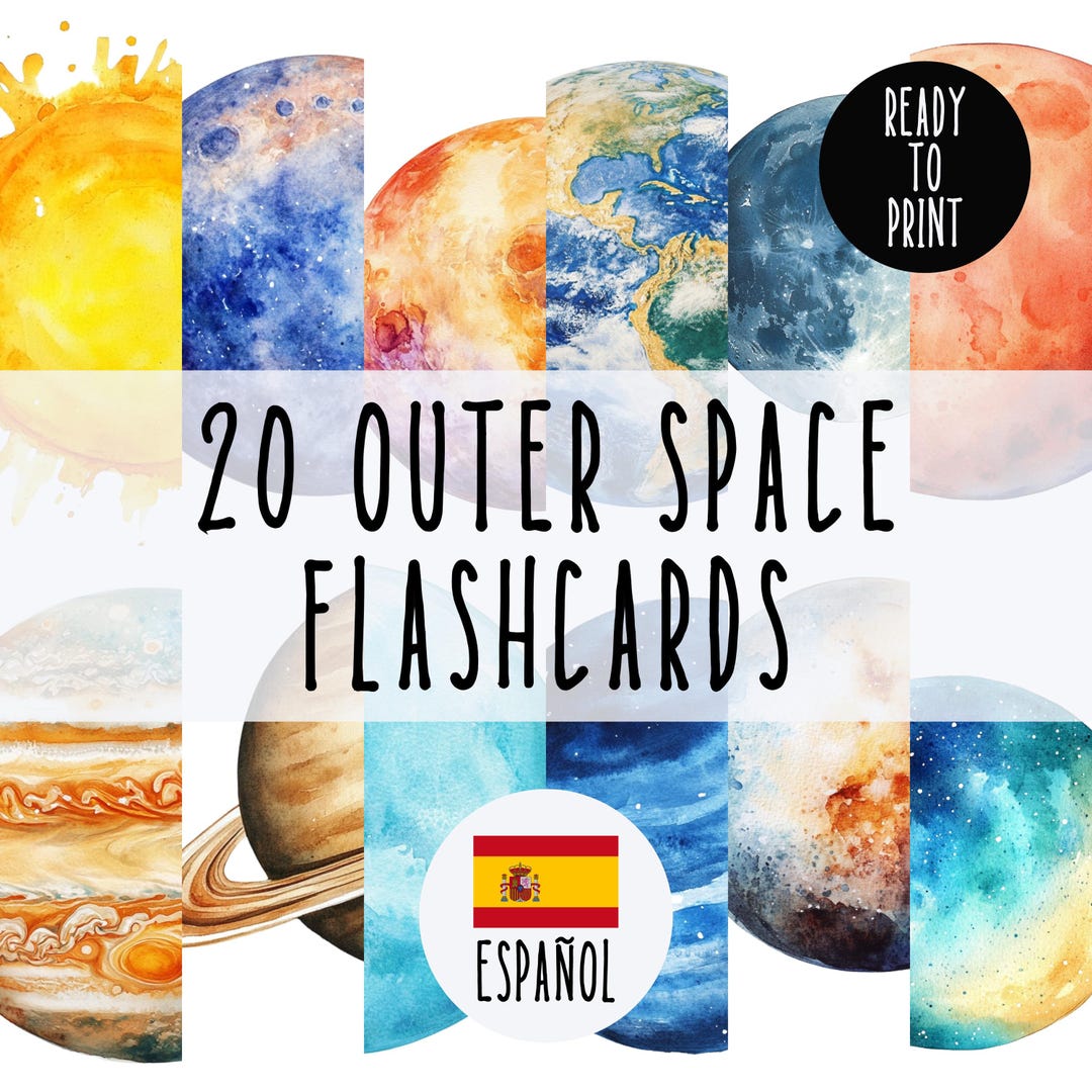 20 OUTER SPACE FLASHCARDS | Spanish Learning Resources | Montessori ...