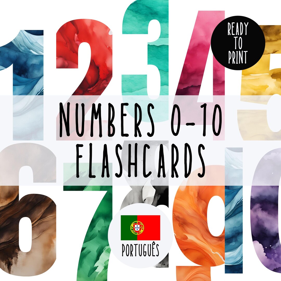0-10 NUMBERS FLASHCARDS | Portuguese Learning Resources | Montessori ...