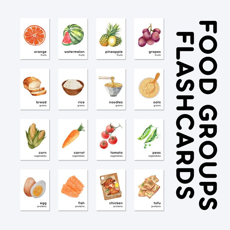 FOOD GROUPS FLASHCARDS | Educational Printable Cards | Montessori Pre ...