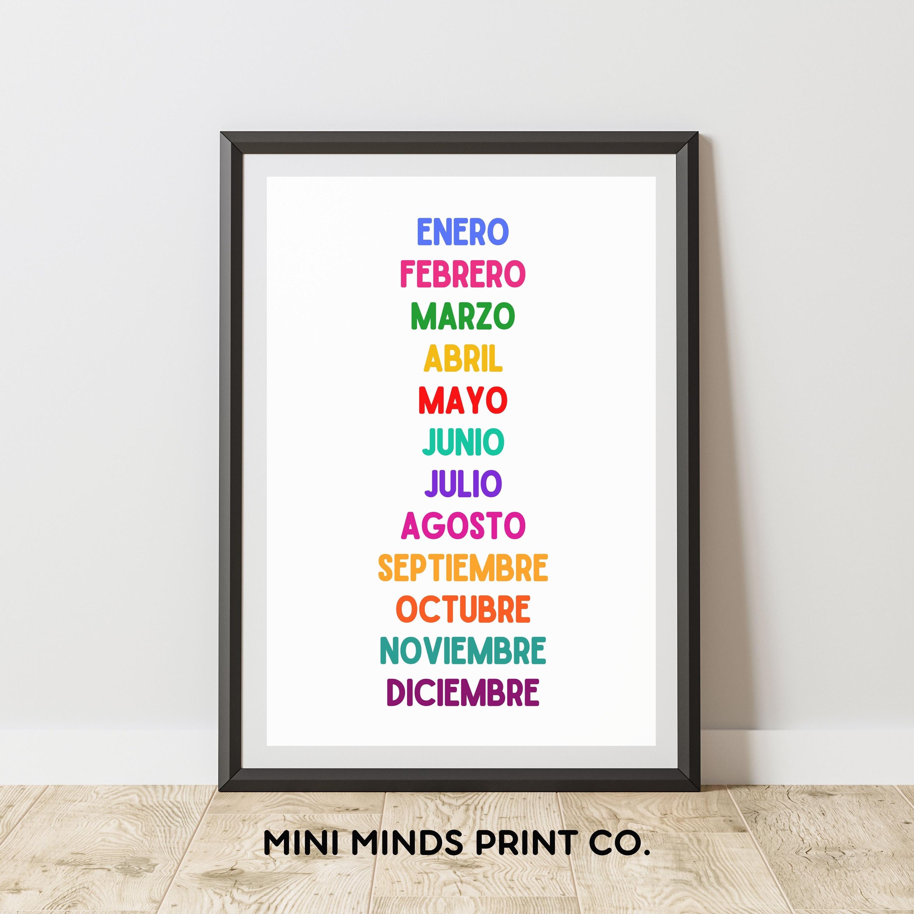 MONTHS of the YEAR Poster | SPANISH Educational Wall Art | Classroom ...