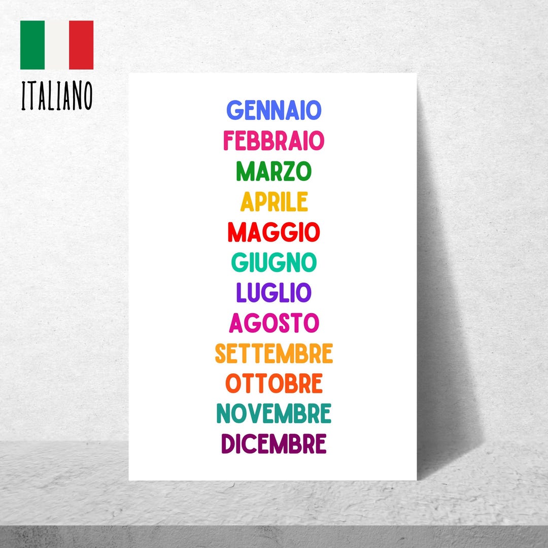 MONTHS of the YEAR Poster | ITALIAN Educational Wall Art | Classroom ...