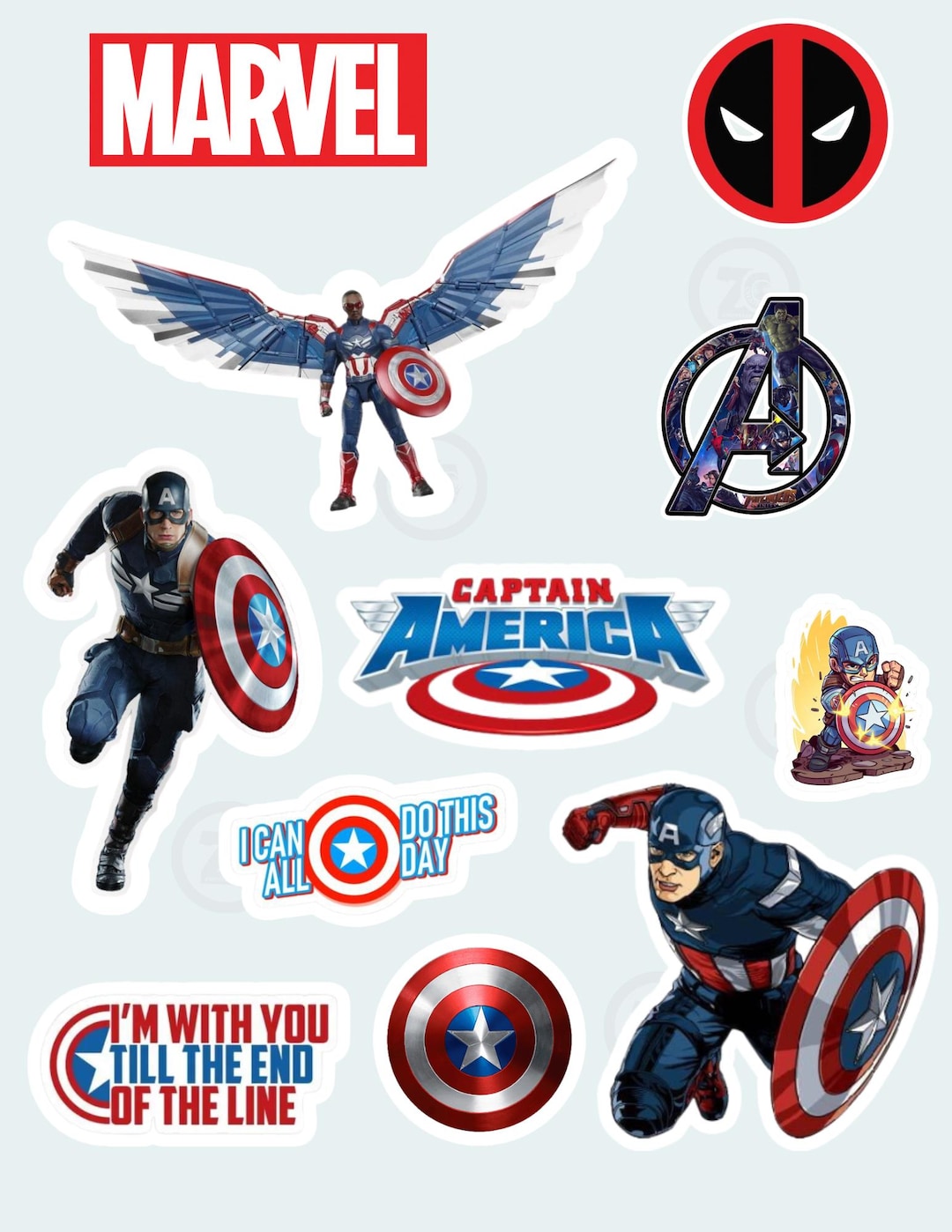 10 Stickers | Marvel Stickers | Captain America Stickers - Etsy