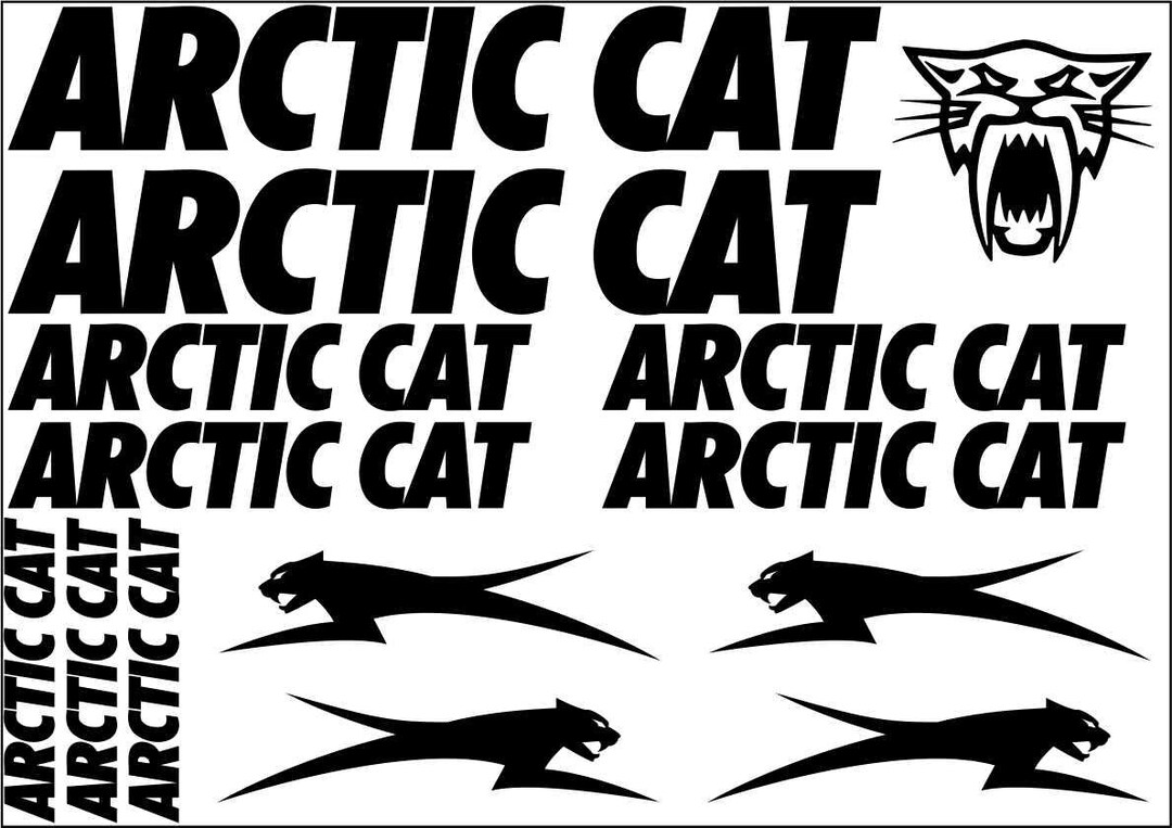14x Arctic Cat Decals Stickers Set for Snowmobile Helmet Fender Panel ...
