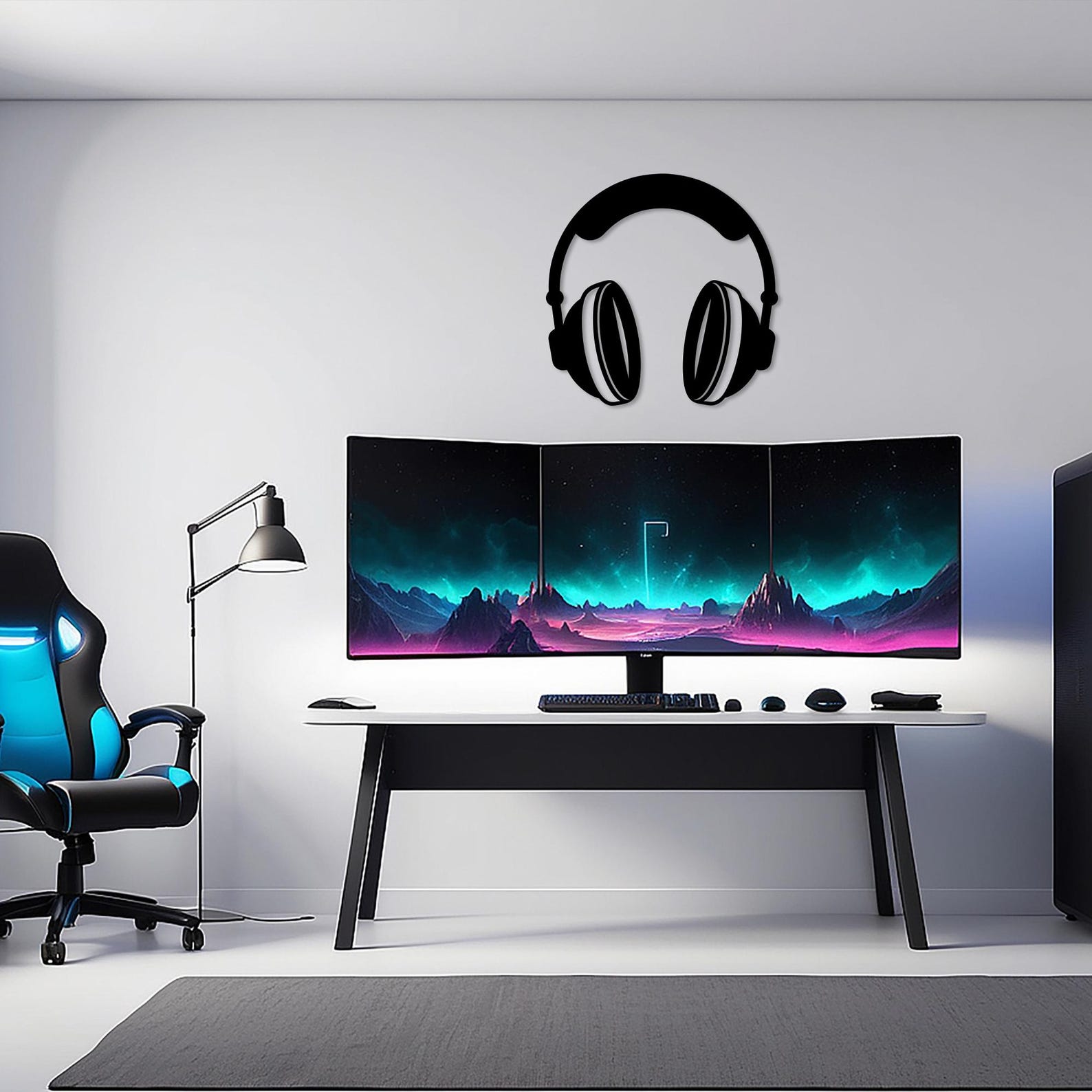 Headset Metal Game Room Wall Decor, Gaming Art, Large Metal Wall Art ...