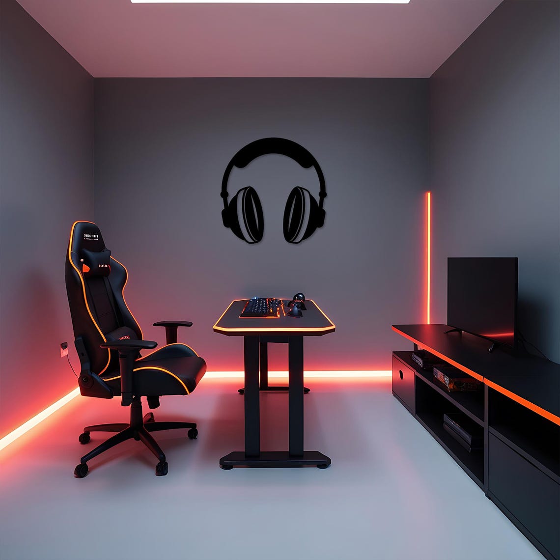 Headset Metal Game Room Wall Decor, Gaming Art, Large Metal Wall Art ...