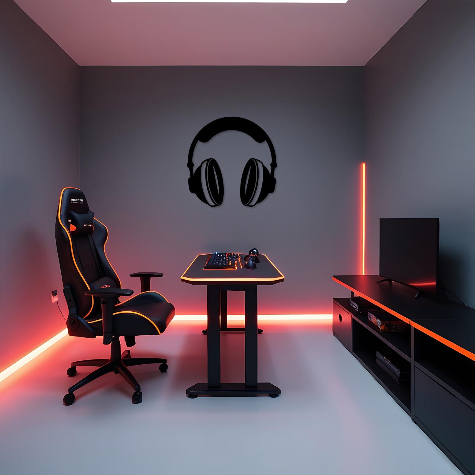 Headset Metal Game Room Wall Decor, Gaming Art, Large Metal Wall Art ...