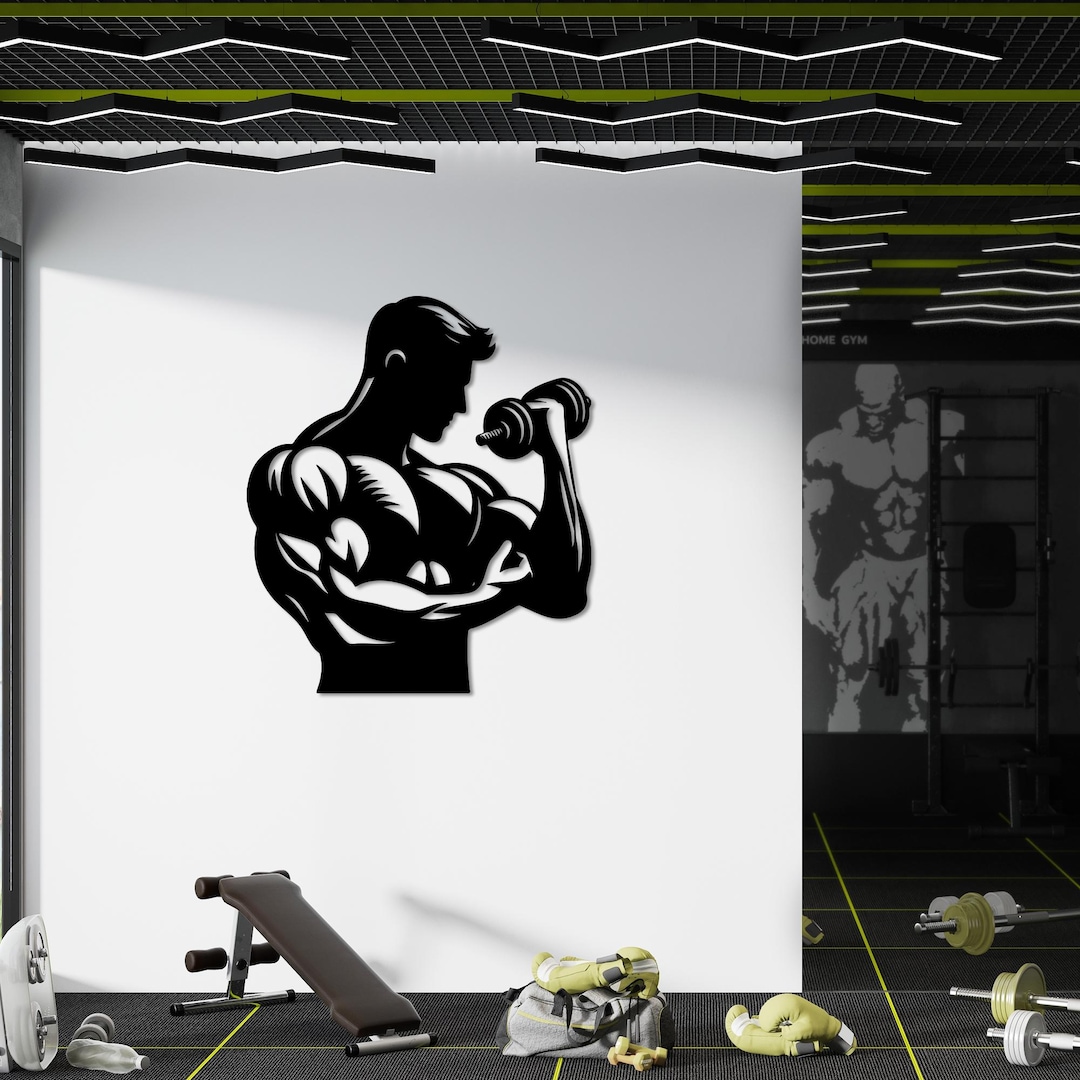 Metal Wall Hanging Gym Sign – Home Gym Decor, Fitness Wall Art ...