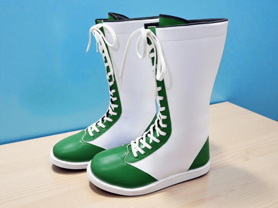 Handmade Wrestling Boots for Men Woman | Custom Green Leather Lace-up Pro Combat Ring Shoes ...