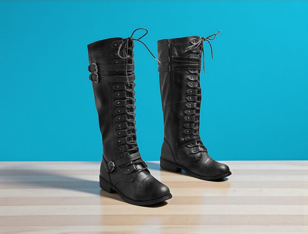 Custom Lace-up Combat Boots With Buckles & Zipper Gothic Cosplay ...