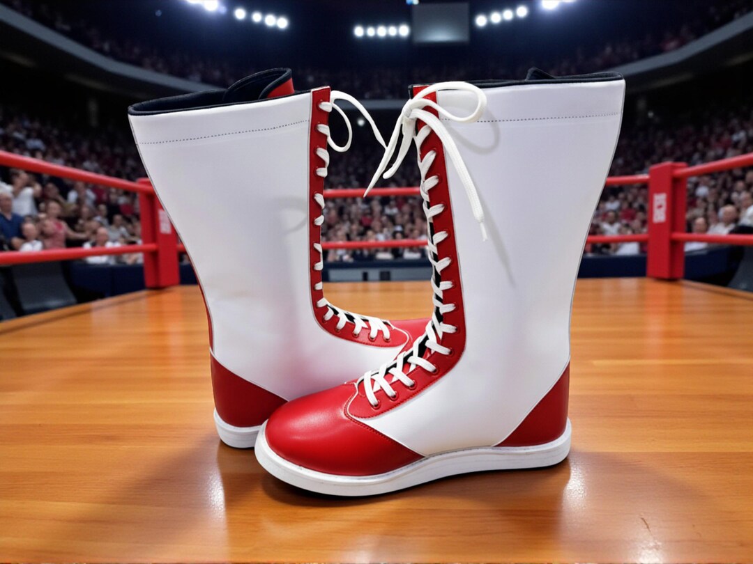 Men’s Leather Wrestling Boots | Handmade Pro Combat Footwear | Custom Long Lace-up WWE Cosplay ...