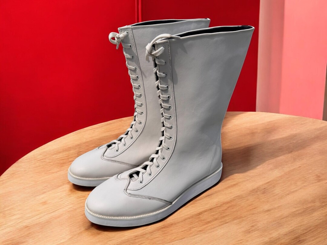 Men Wrestling Boots | White Pro Wrestling Boots | Leather Wrestling ...