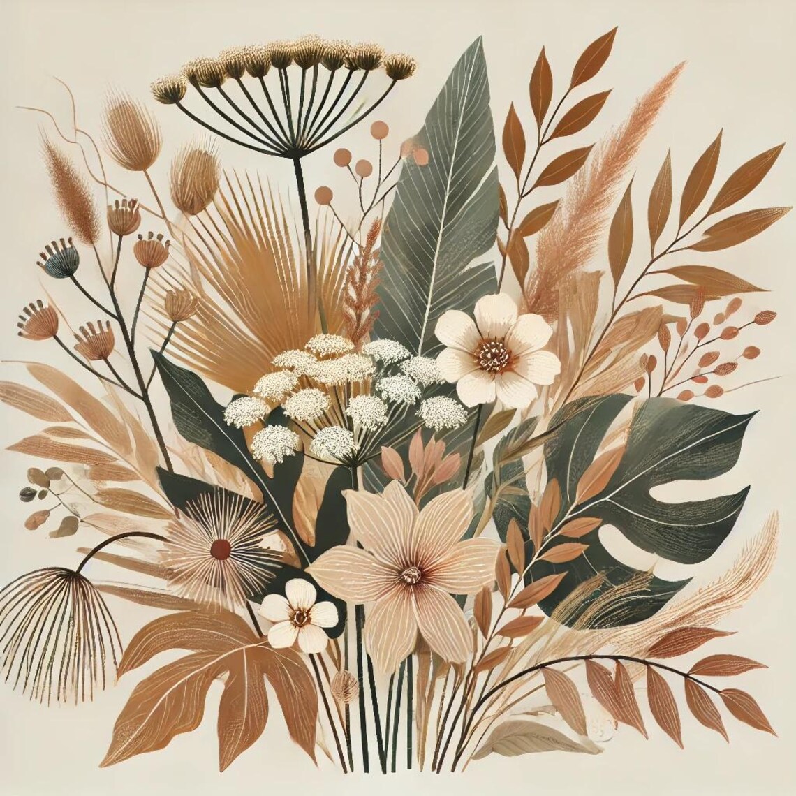 Boho Botanical Wall Art Bundle - Digital Download | Minimalist Nature ...