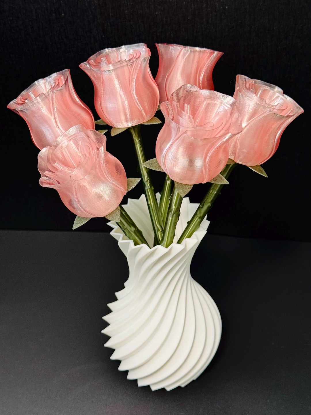 Pink 3d-printed Roses With Vase – A Forever Bloom for Any Occasion - Etsy