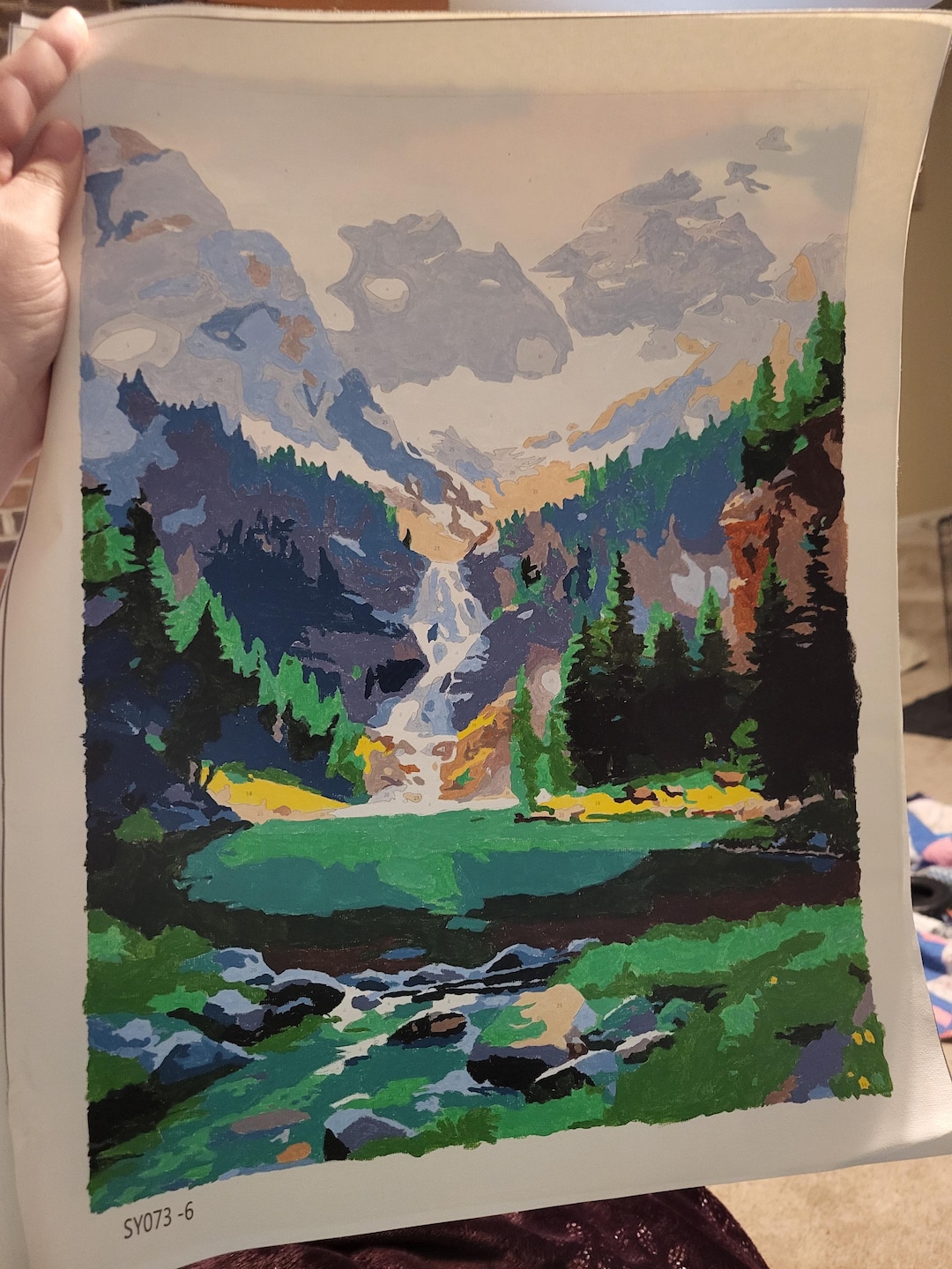 Finished Paint by Number Waterfall Painting - Etsy