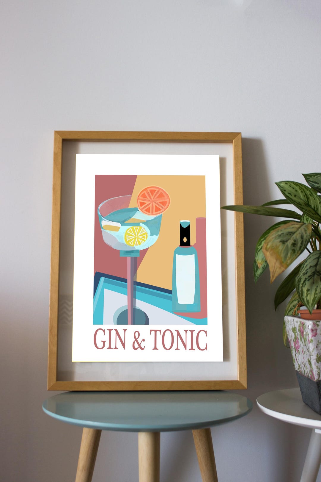 Gin and Tonic Drinks Poster Alcohol Wall Art Kitchen Vintage Wall Art ...