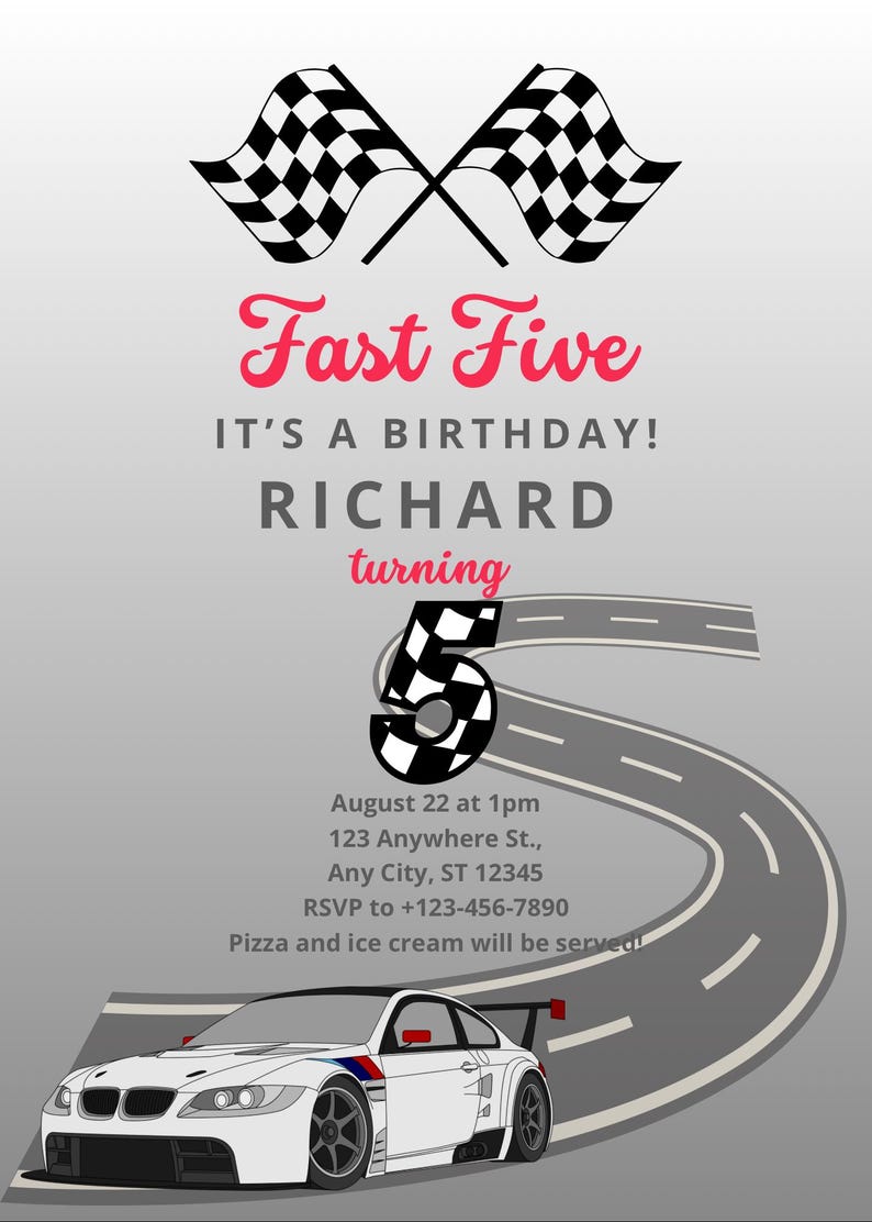 Fast Five Birthday Invitation - Etsy