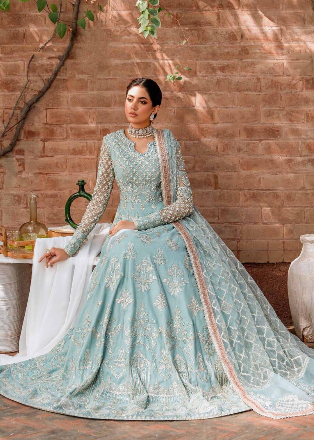 Handmade Embroidered Pakistani Wedding Dress: Designer Formal Wear - Etsy