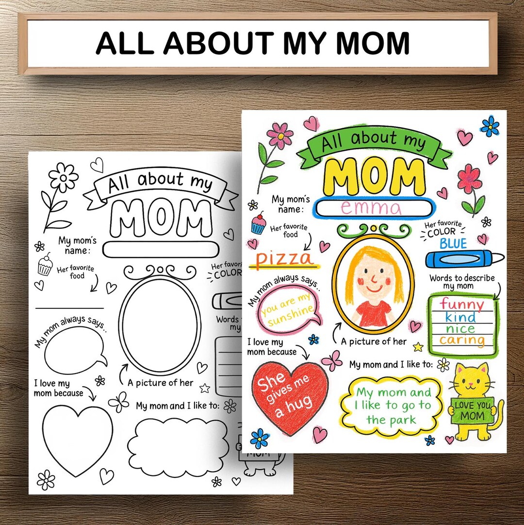 Mother's Day Coloring Page: All About My Mom Printable Gift (digital ...