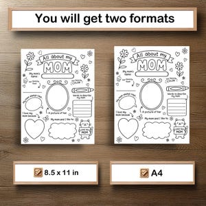 Mother's Day Coloring Page: All About My Mom Printable Gift (digital ...