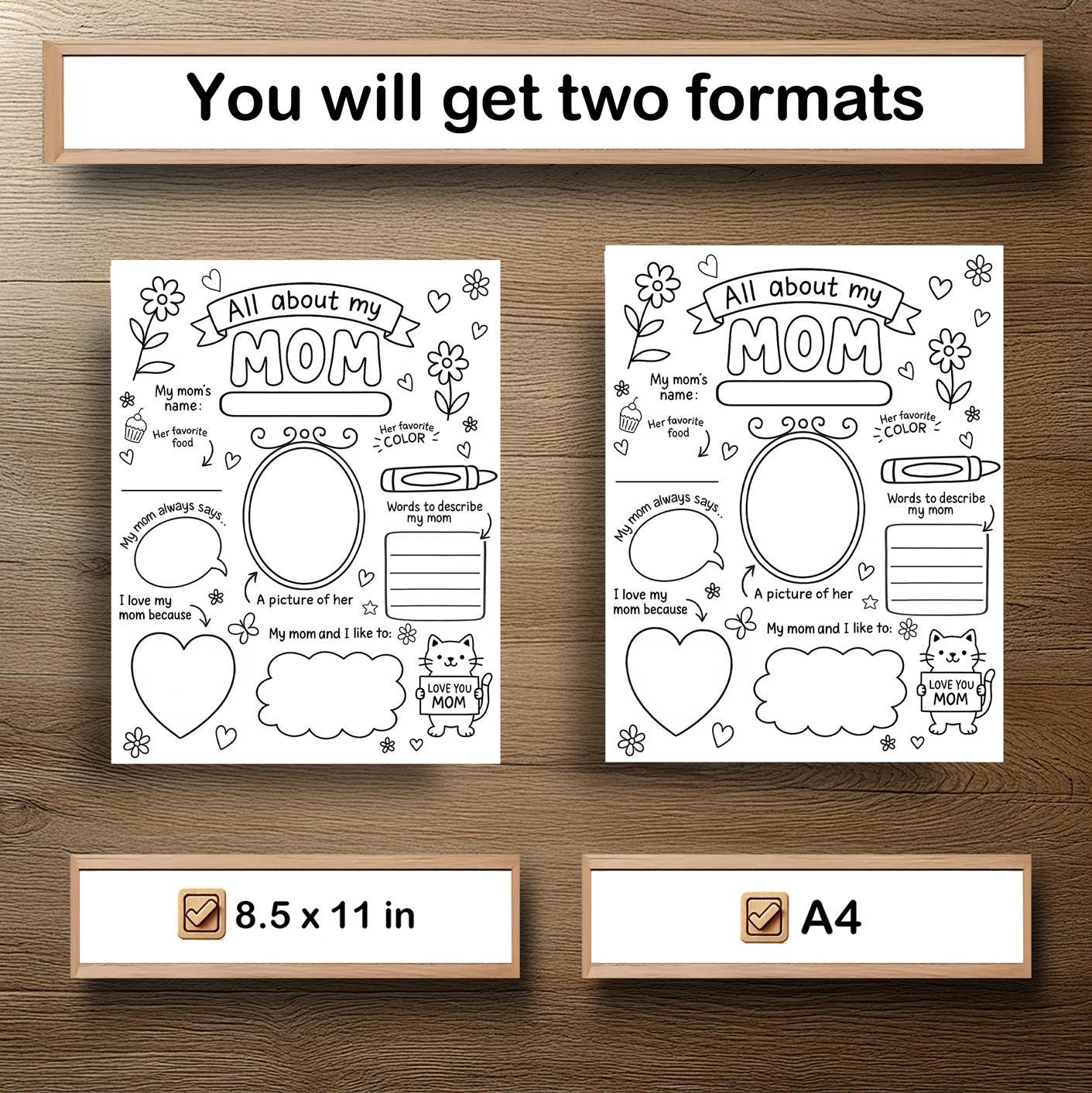 Mother's Day Coloring Page: All About My Mom Printable Gift (digital ...