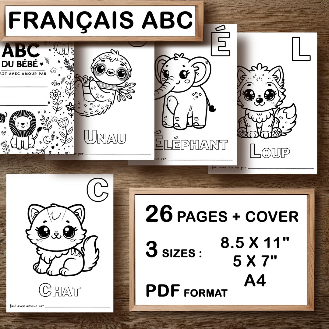 French Alphabet Coloring Book, Animal ABC Pages (PDF Pattern) - Etsy