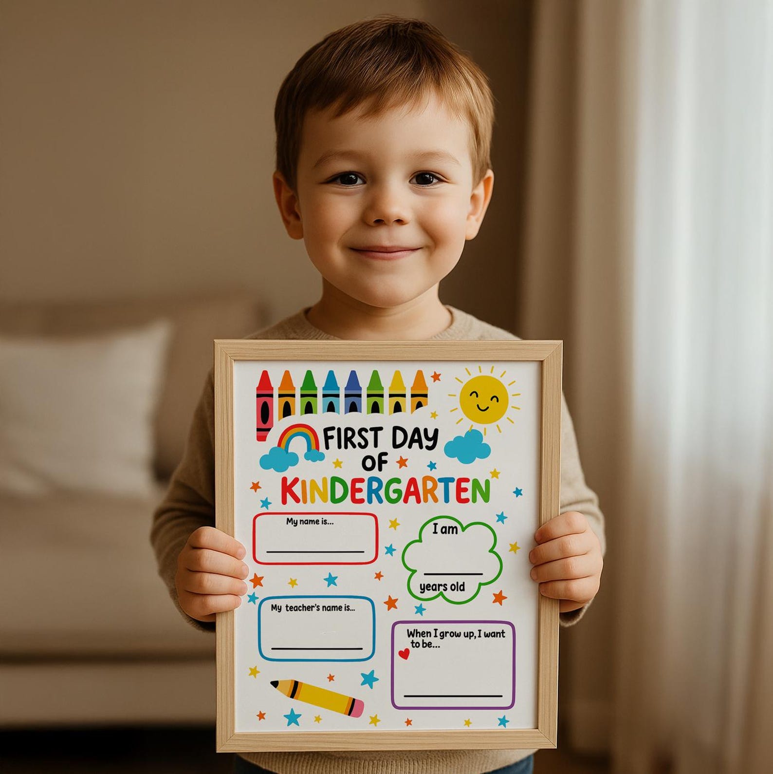 First Day of Kindergarten Sign: Photo Prop Keepsake (digital Download ...