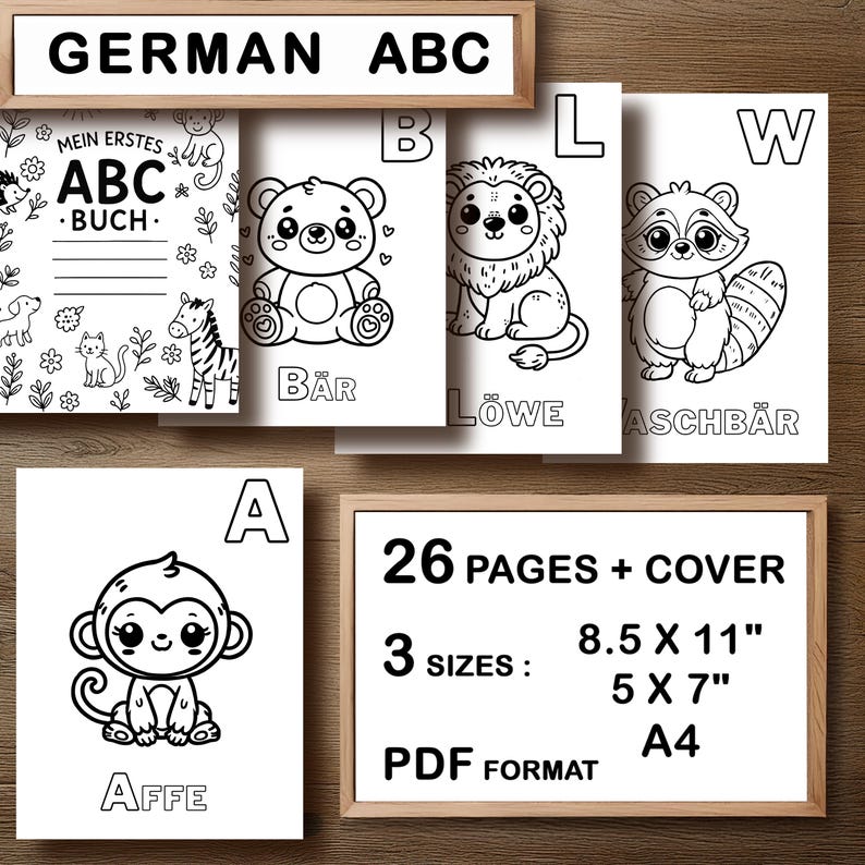 German Alphabet Coloring Book: ABC Animals, Preschool Learning (PDF ...