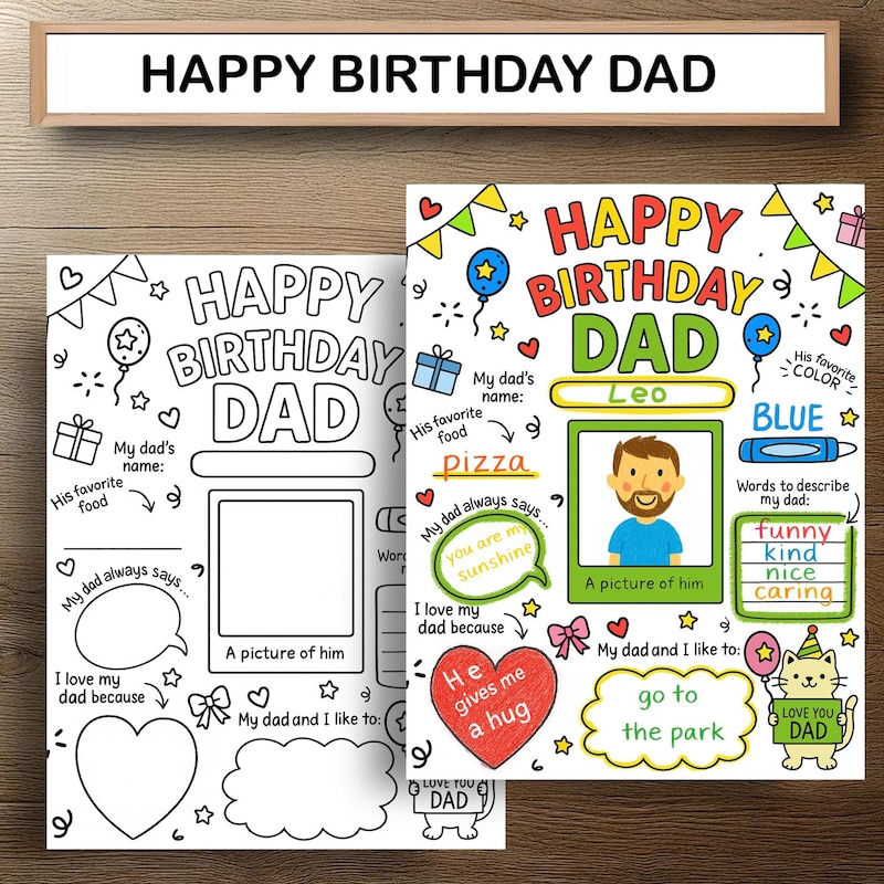 Birthday Coloring Page Daddy - Etsy UK