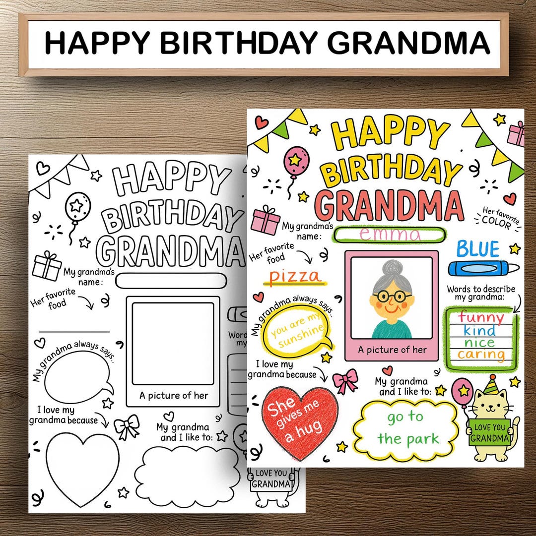 Happy Birthday Grandma Coloring Page Printable All About Grandma Fill ...