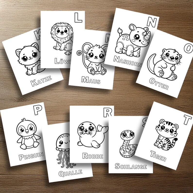 German Alphabet Coloring Book: ABC Animals, Preschool Learning (PDF ...