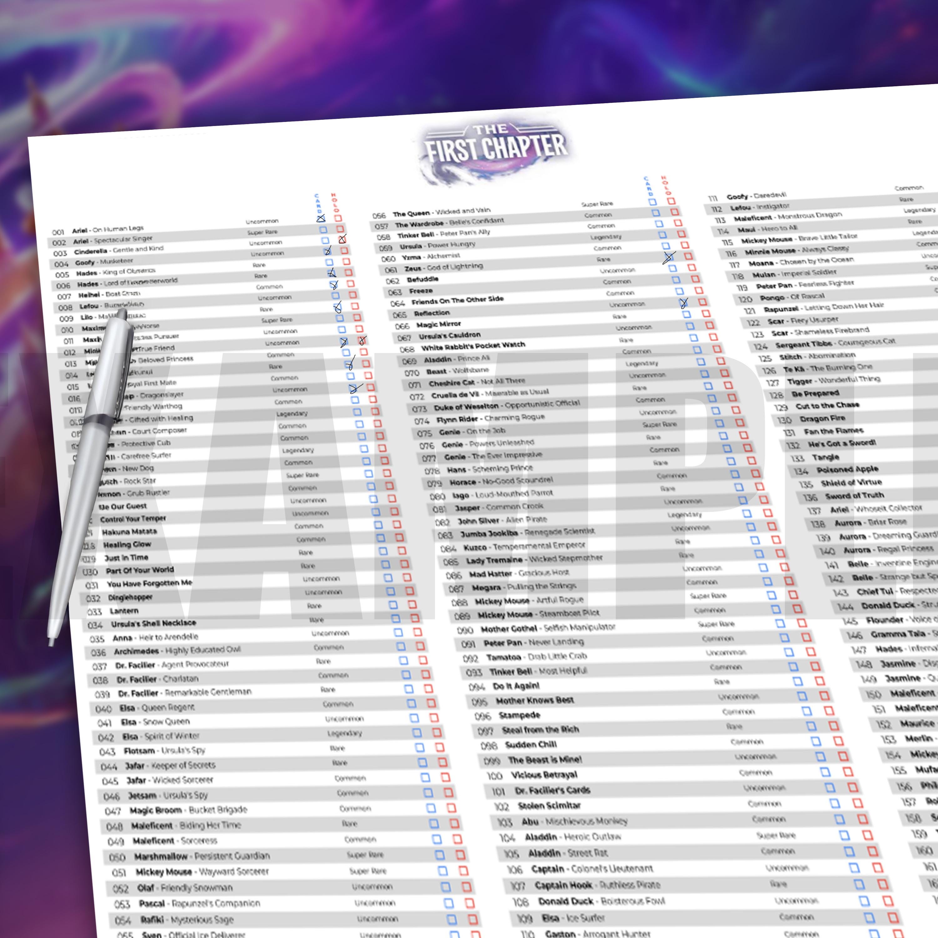 Printable Checklist Lorcana 1st Chapter - Etsy