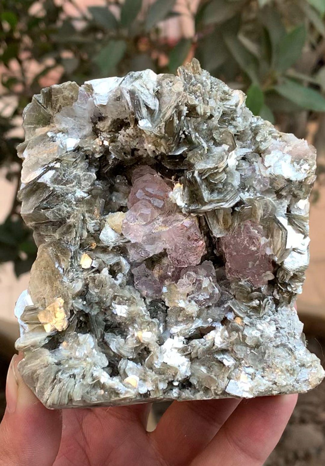 352 Grams Spectacular Octahedral Pink Fluorite Bunch With Great Lustre ...
