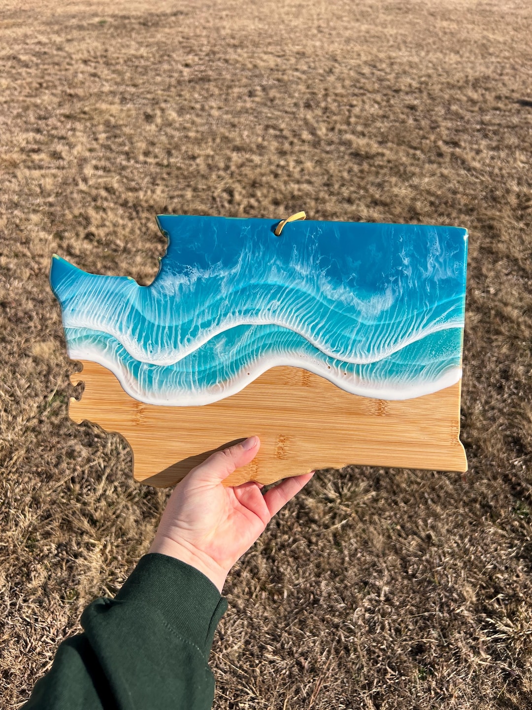 Washington Shaped Charcuterie Board – Full Coastal Blue Resin ...