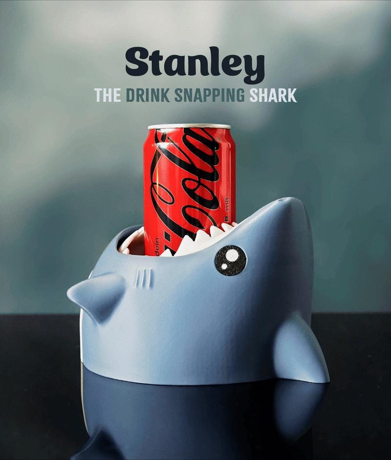 Stanley the Drink-snapping Shark Can & Bottle Holder – Fun Shark ...
