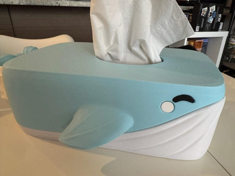Whale Tissue Box Cover – Cute Ocean Decor With Phone Stand | Bubbles ...