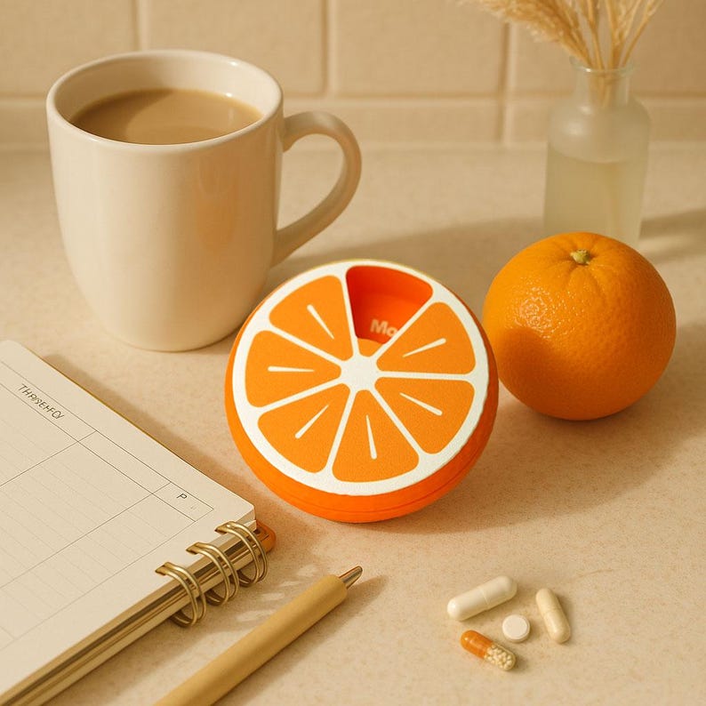 Loopfruit Citrus Pill Organizer – Fun 7-day Weekly Pill Case, Travel ...