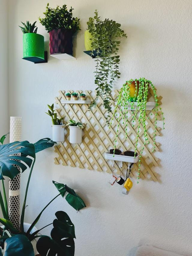 Trellis Modular Wall Organizer | 3D Printed Pegboard Alternative, Plant ...