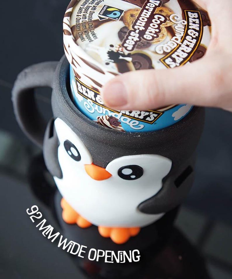 Pebbles Penguin Ice Cream Pint Holder – Cute 3D Printed Gift for Ice ...
