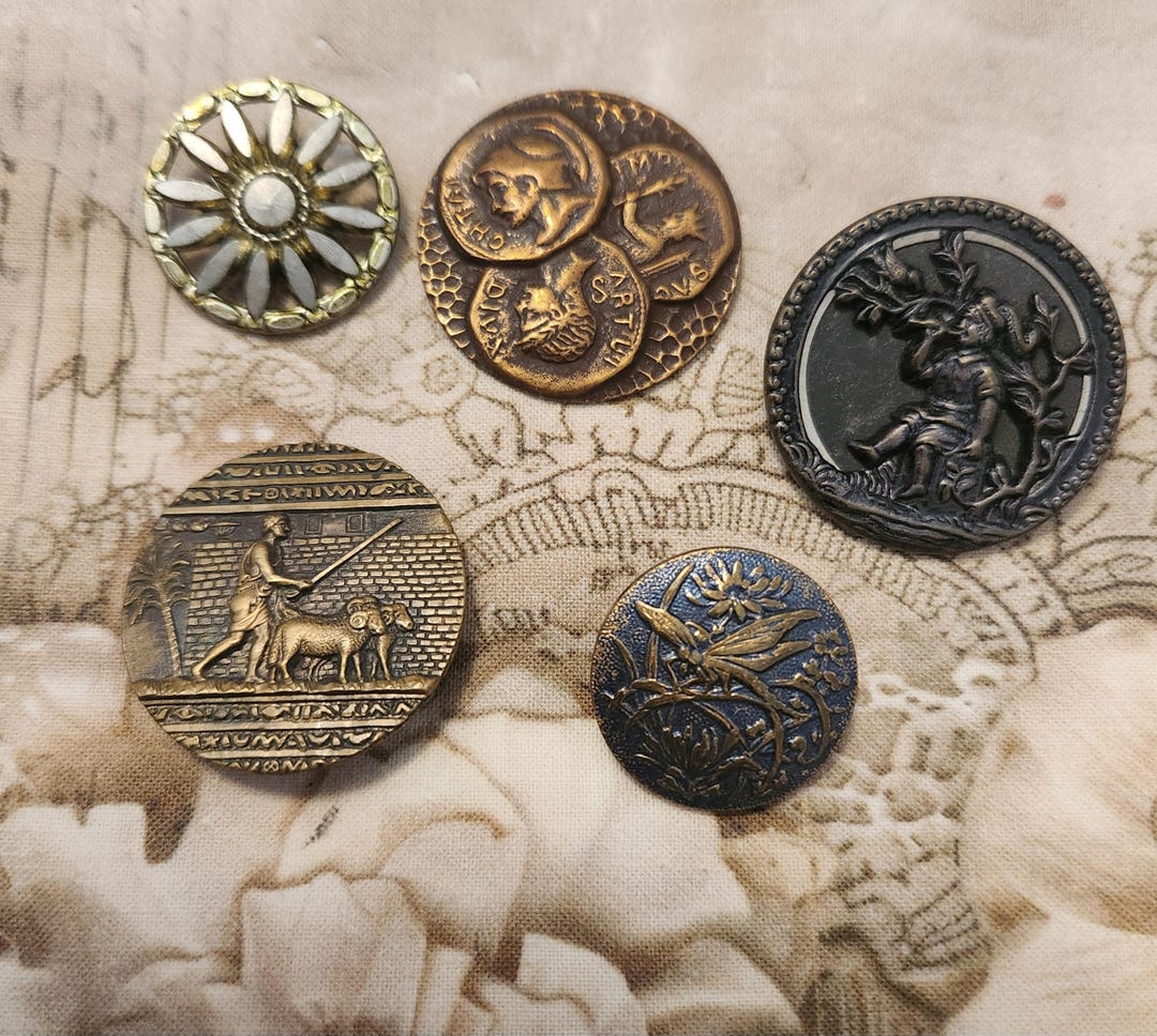 1800's Antique Brass Pictorial Buttons Rare - Etsy