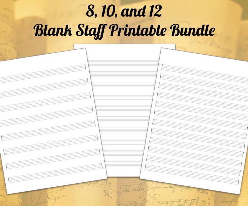 Blank Music Staff Paper Bundle – Printable PDF - Etsy